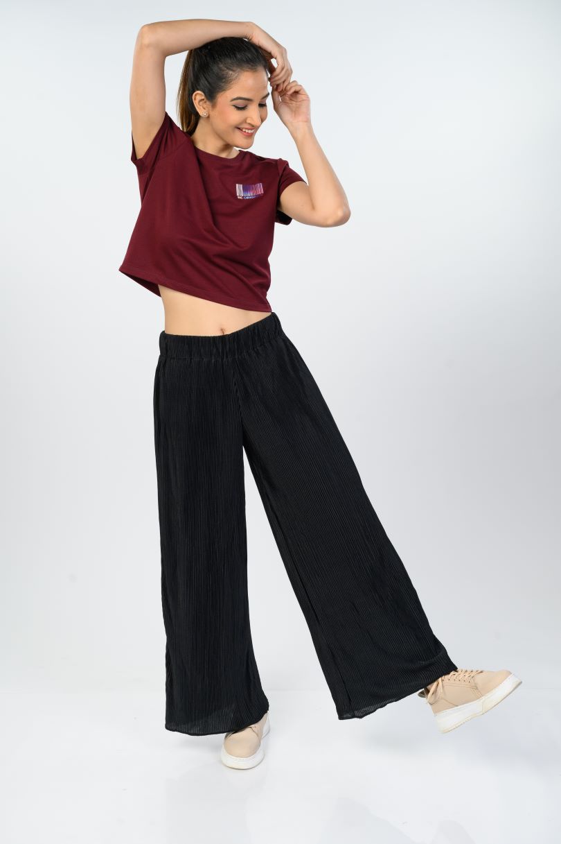 Ladies Classic Black Pleated Culotte - Altruism Fashion LLP