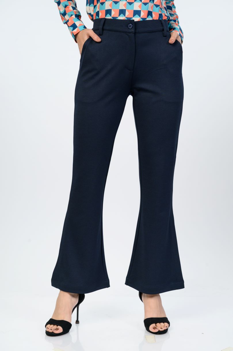 Ladies Printed Boot-Cut Pant with Vent at Hem - Altruism Fashion LLP