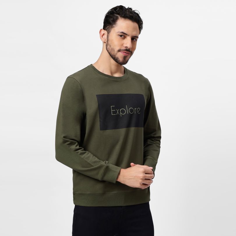 Women Solid Sweatshirt LS with Print on Chest - Altruism Fashion LLP